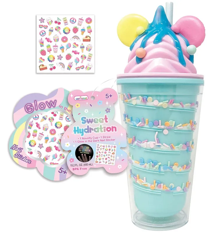 Plastična čaša sa stikerima SWEET HYDRATION - PLAVA