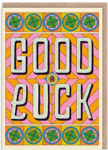 Čestitka GOOD LUCK TYPOGRAPHIC