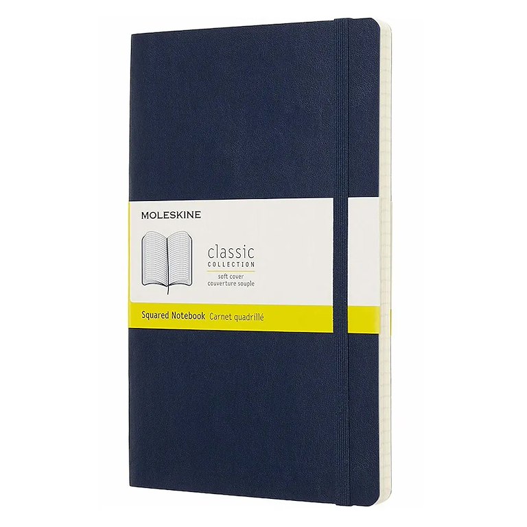 Notes A5 MOLESKINE 13x21 cm Safir plava (meke korice, kvadratići)