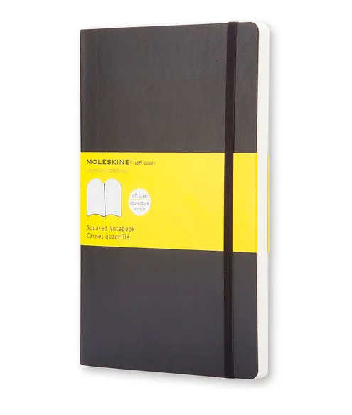 Notes A5 MOLESKINE 13x21 cm Crni (meke korice, kvadratići)