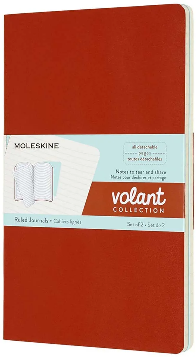 Notes VOLANT MOLESKINE Set od 2, Ruled, narandžasta/plava