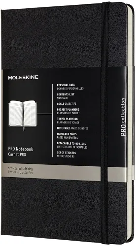 Moleskine Pro beležnica crna - tvrde korice