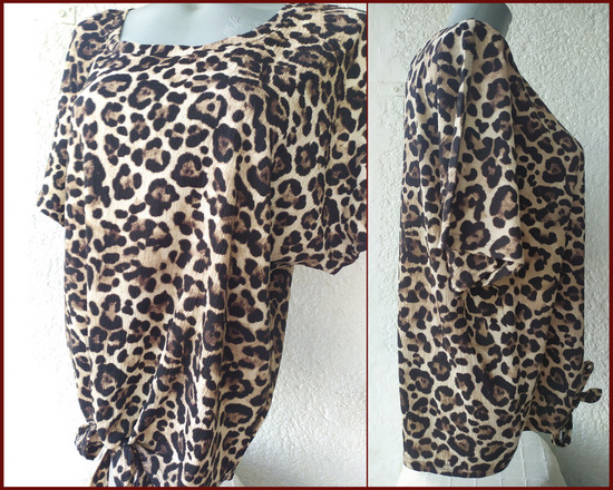 "JANINA" Bluza Leopard Print - Kratak Rukav * L