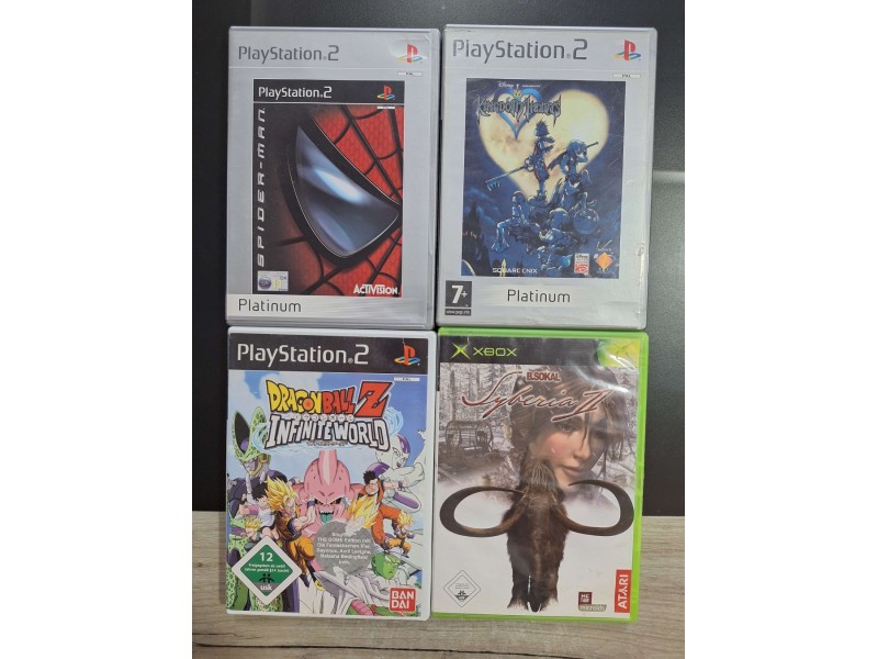 Spider-Man 2, Kingdom Hearts, Dragon Ball Z PS2 kutije