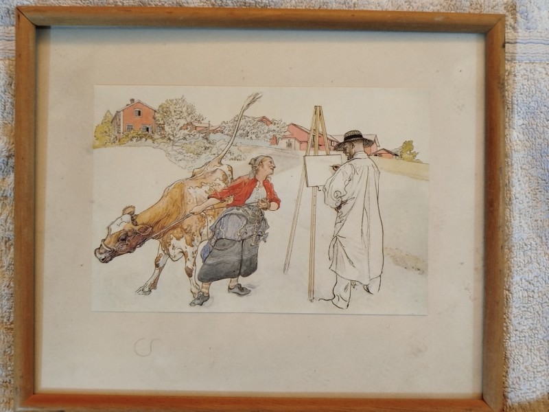 Uramljena Slika Carl Larsson – Devojka sa Kravom