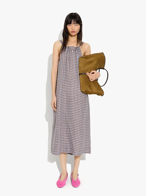 VICHY CHECK MIDI DRESS WITH STRAPS