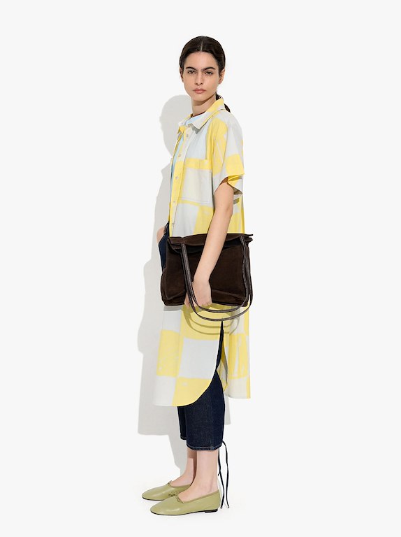 SHIRT DRESS WITH SQUARES 100% COTTON