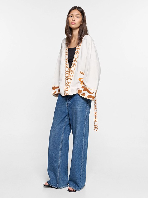 KIMONO WITH EMBROIDERY 100% COTTON