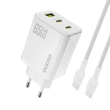 DUDAO A29C 65W GAN WALL CHARGER WITH USB-C CABLE - WHITE