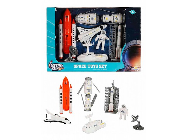 Svemirska stanica sa raketom i astronautima