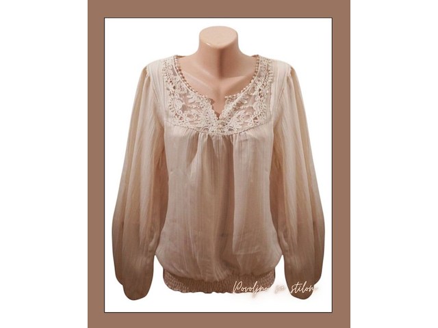 3.5. Krem bluza sa čipkom L Vero Moda