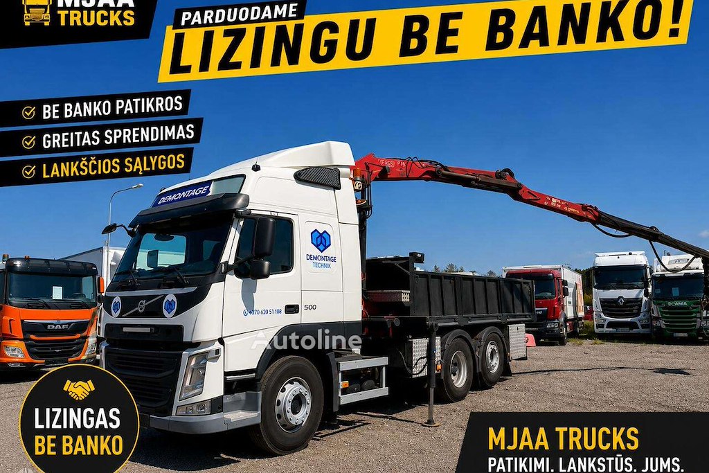 Volvo FM 500 6x2 27T su kranu ir miegama vieta kamion za prevoz drva