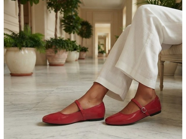 Stradivarius NOVE crvene Mary Jane baletanke -40
