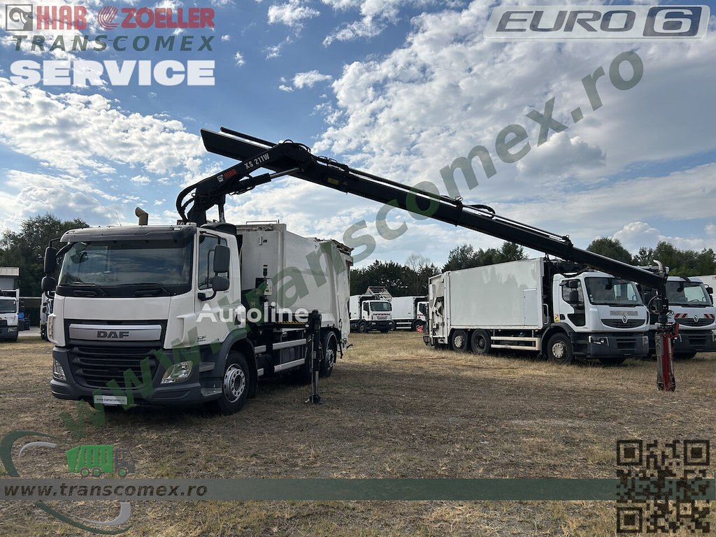DAF CF 290 Euro 6 / cu macara HIAB 211W-3 Hipro kamion za smeće