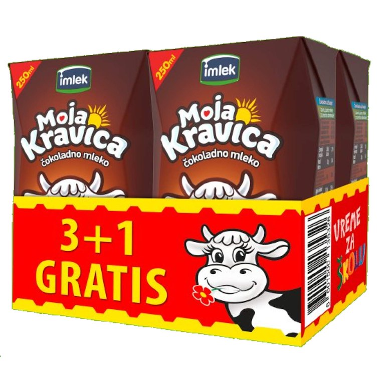 Moja kravica mleko čoko 1%mm 0,25l tb 3+1 gratis moja kravica