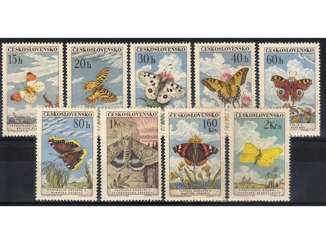 Čehoslovačka,Fauna-Leptiri 1961.,čisto