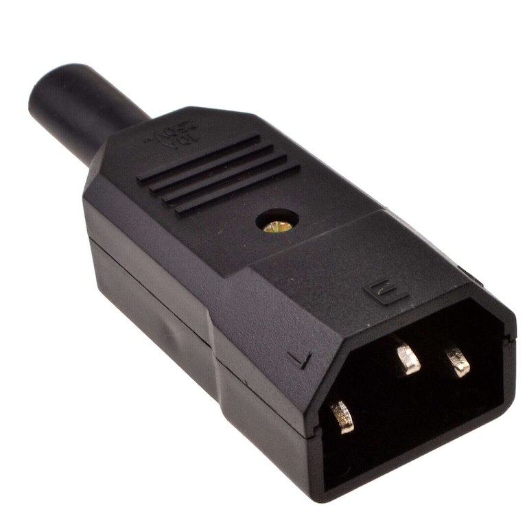Naponski konektor IEC C14 muški za kabl 10A 250V Crni - Strujni utikač za računar / UPS