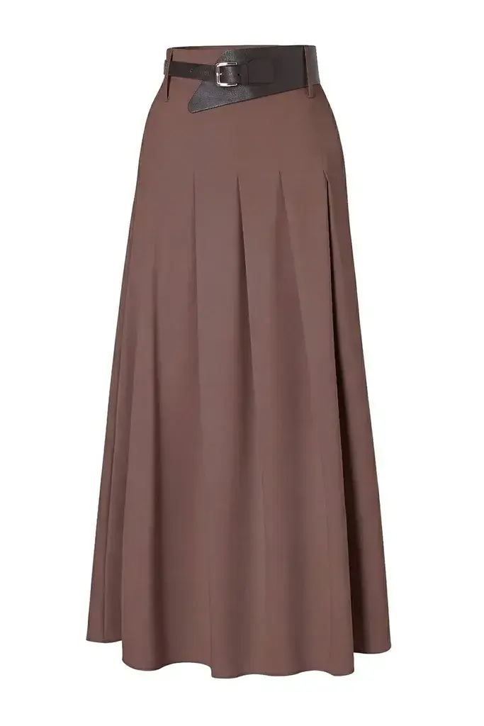Trendyol Modest Ženska suknja Tctss26Ee00027, Smeđa