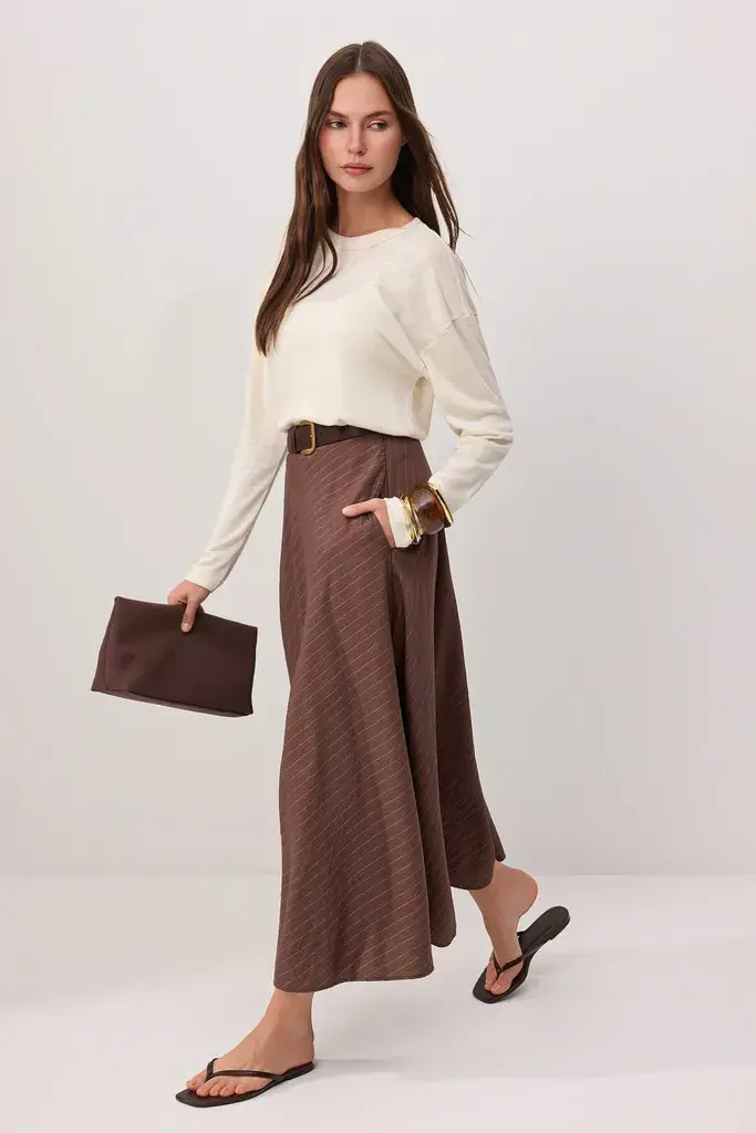 Trendyol Modest Ženska suknja Tctss26Ee00032, Smeđa