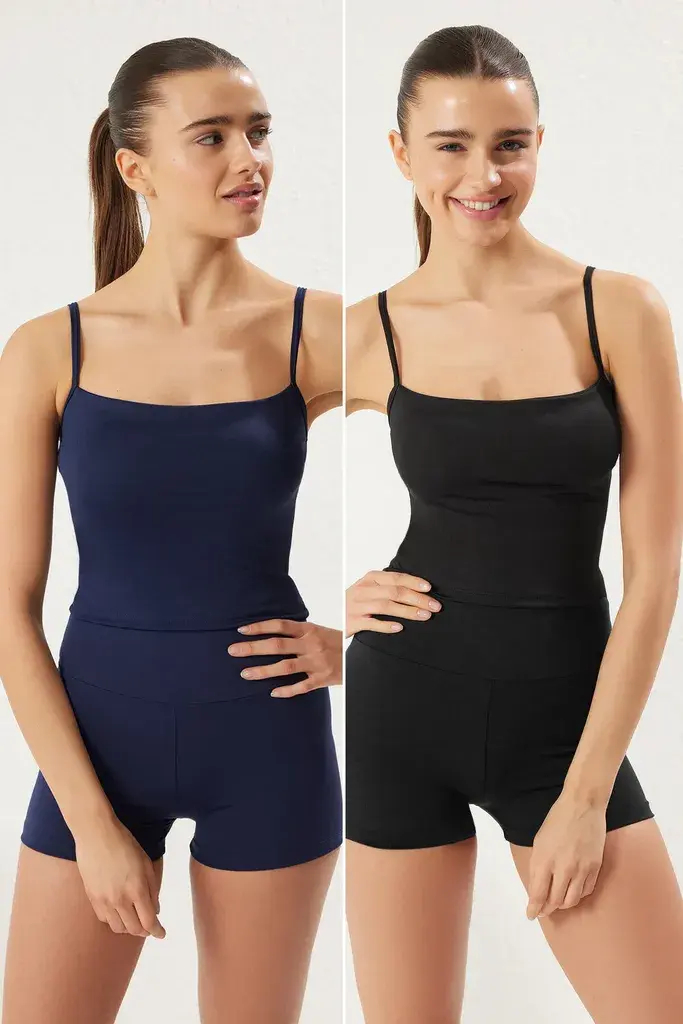 Trendyol Milla Ženski set sportskih topova Thmss25Ss00018, 2 komada, Crni