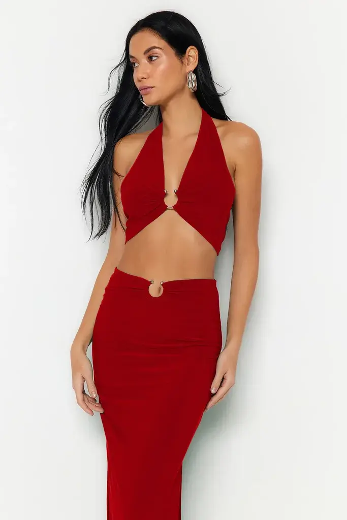 Trendyol Milla Ženski komplet bluza i suknja Tbess23Au00084, Crveni