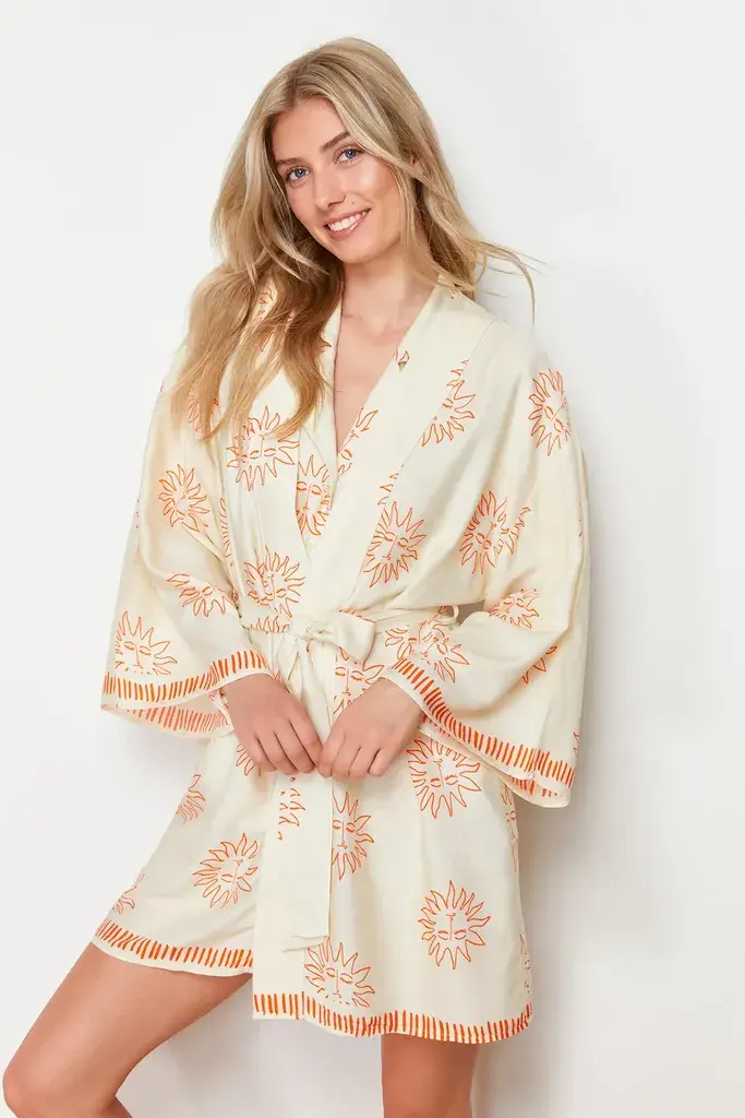Trendyol Milla Ženski ogrtač Thmss24Sb00013, Krem