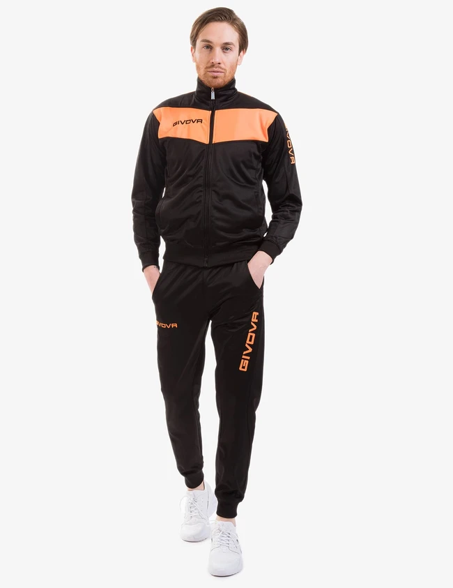Súprava TUTA VISA FLUO TRIACETATO čierna-fluo oranžová 2XS