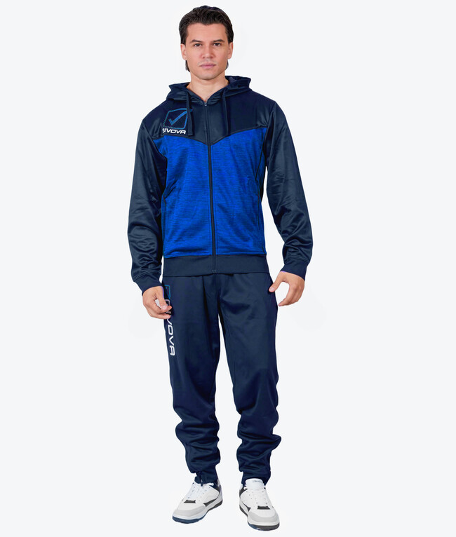 Súprava s kapucňou TUTA VISA MELANGE CON CAPPUCCIO POLARFLEECE modrá-azúrová modrá melanž 3XL
