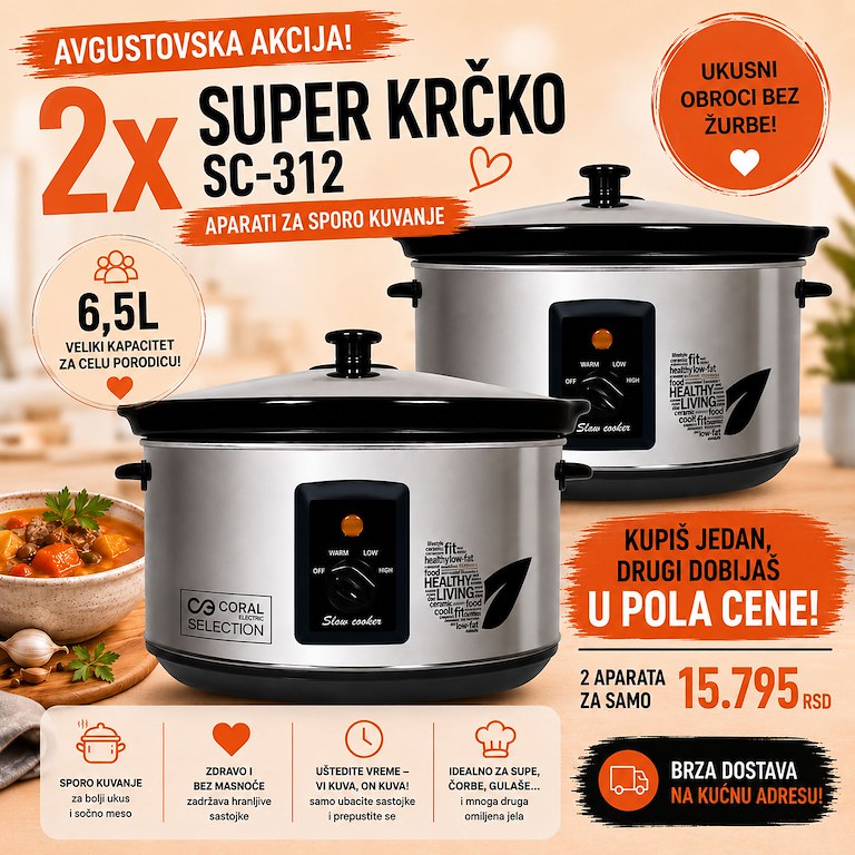 2x Super Krčko SC-320 Selection – Aparati za sporo kuvanje 6,5 l