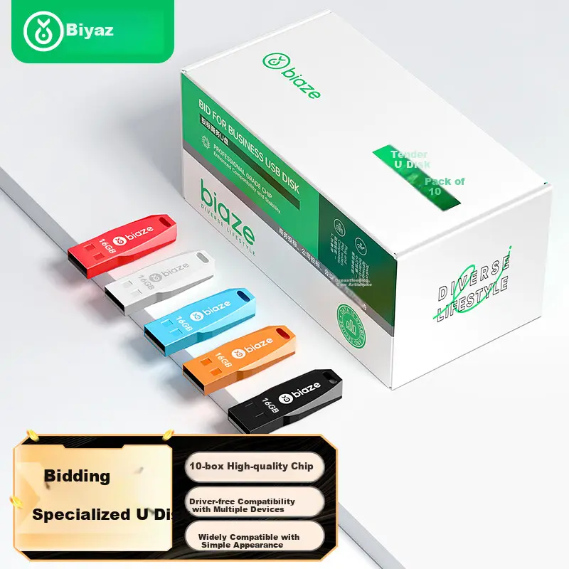 Biaze USB Flash memorija, 16GB, USB 2.0, 10 komada, Višebojna