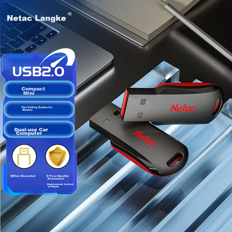 Netac USB Flash memorija, 64GB, USB 2.0, Crna