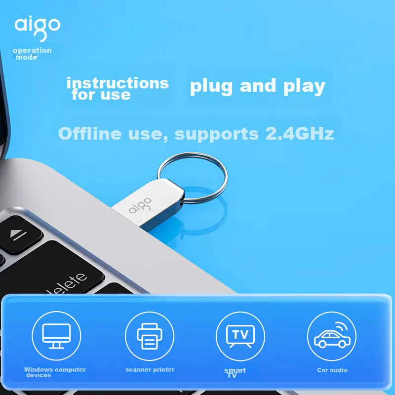 Aigo USB Flash memorija, 32GB, USB 2.0, Srebrne boje