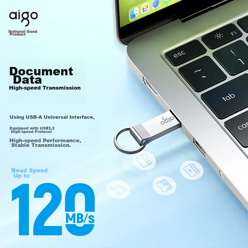 Aigo USB Flash memorija U310, 64GB, USB 3.2, Srebrne boje