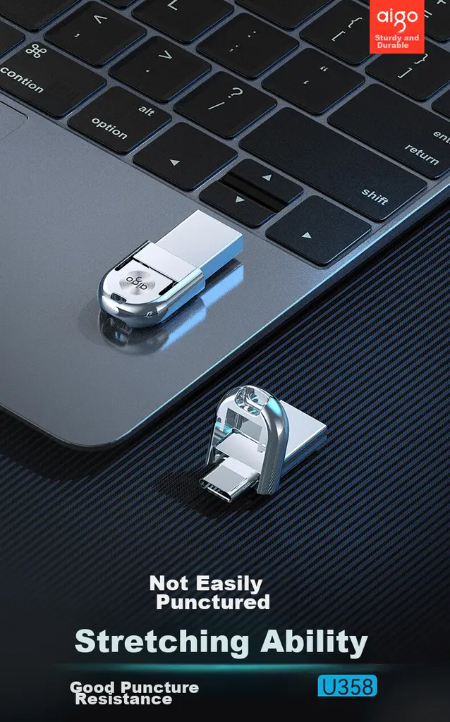 Aigo USB Flash memorija, 128GB, Type-C, USB 3.2, OTG, Srebrne boje