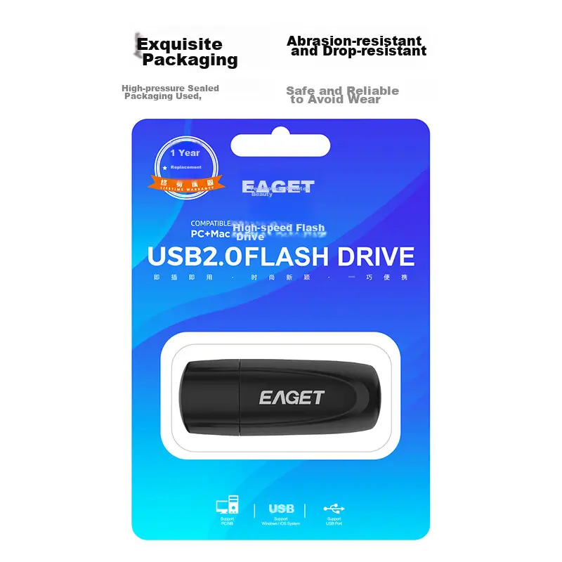 Eaget USB Flash memorija, 8GB, USB 2.0, Crna