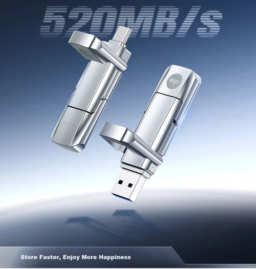 Aigo USB Flash memorija, 2TB, Type-C, OTG, USB 3.2, Srebrne boje