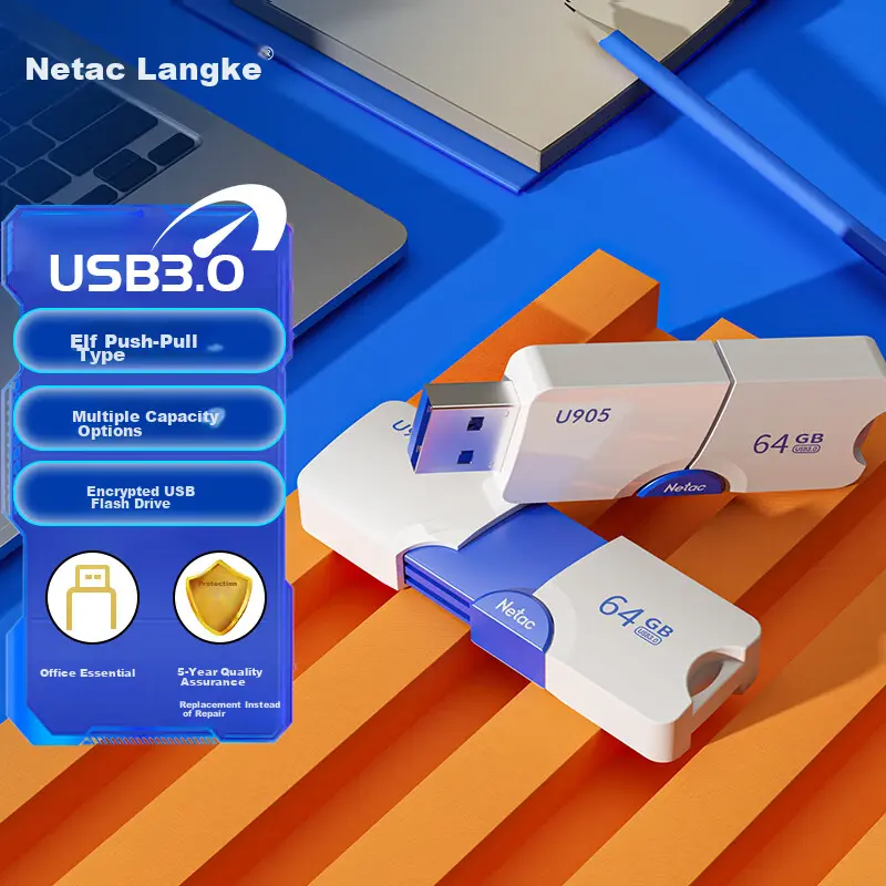 Netac USB Flash memorija, 64GB, USB 3.2, USB 3.1, USB 3.0, Bela