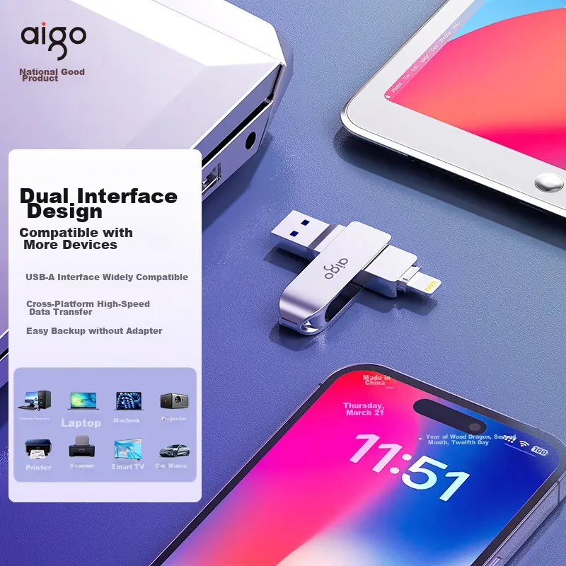 Aigo USB Flash memorija, 256GB, USB 3.2, Type-C, OTG, Srebrne boje