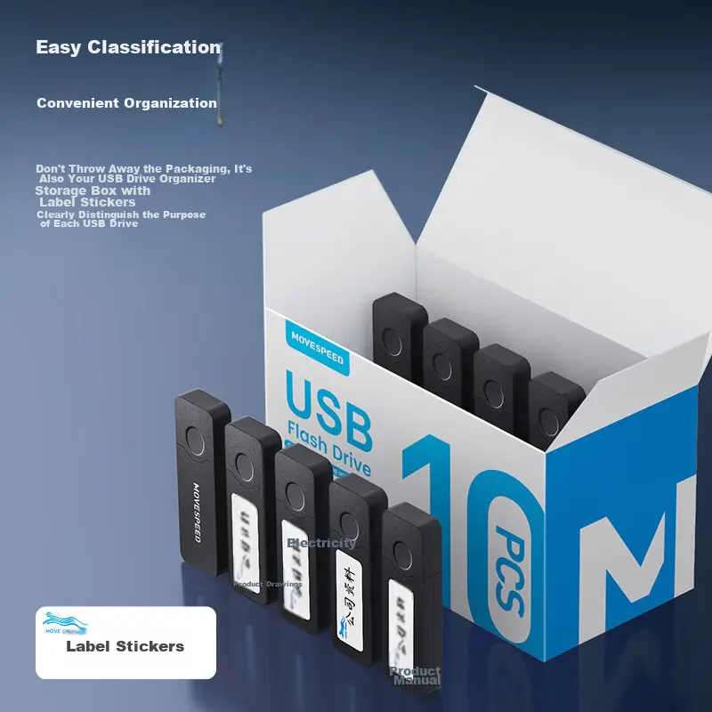 Move Speed USB Flash memorija, 8GB, USB 2.0, 10 komada, Crna