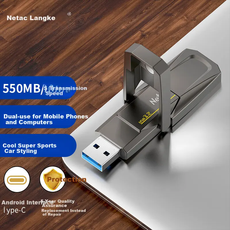 Netac USB Flash memorija, 1TB, Type-C, USB 3.2, OTG, Crna