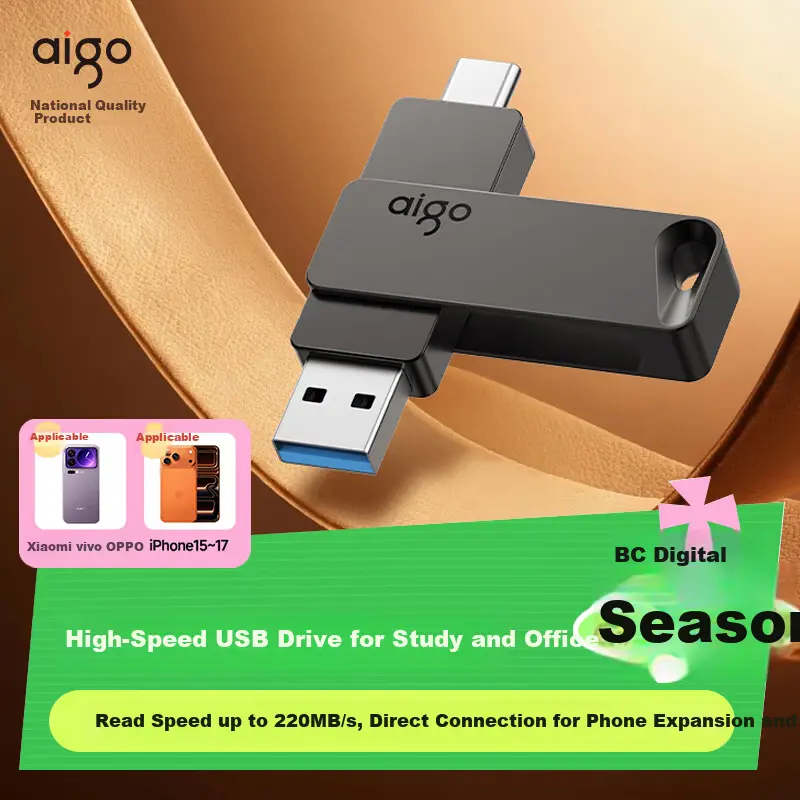 Aigo USB Flash memorija, 64GB, Type-C, OTG, USB 3.2, Crna