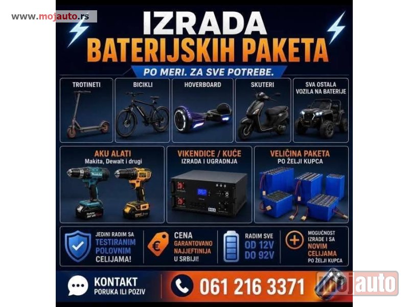 Izrada i reparacija baterija za Trotinete Skutere Bicikle Aku alate itd.