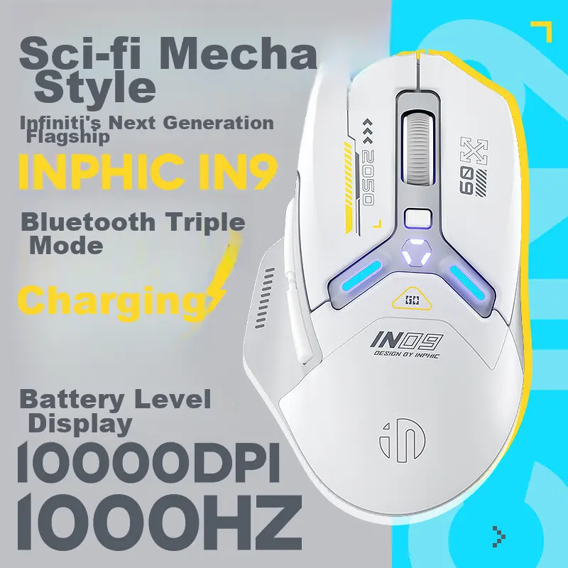 Inphic Bežični miš, 2.4GHz, Bluetooth, Beli