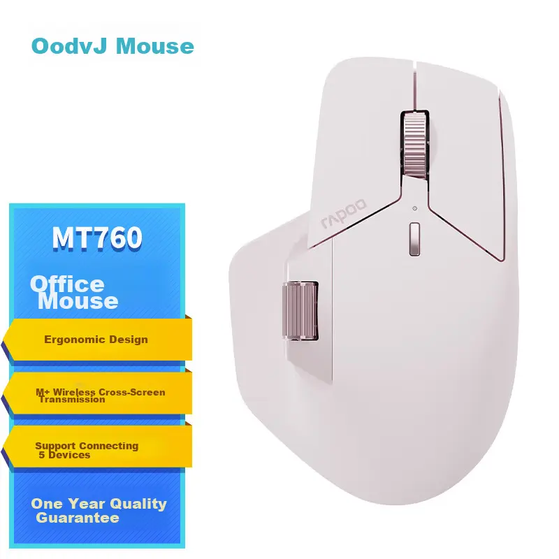 Rapoo Bežični miš, 2.4GHz, Bluetooth, USB, Roze