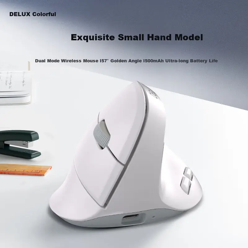 Delux Bežični miš, 2.4GHz, Bluetooth, Beli