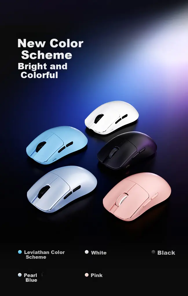 ATK LieKong Bežični miš, 8K, USB, Roze