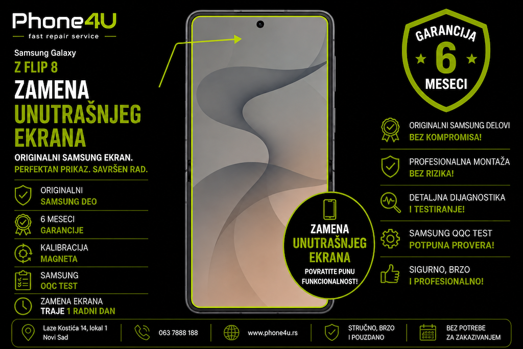 Zamena unutrašnjeg ekrana Samsung Galaxy Z Flip 8