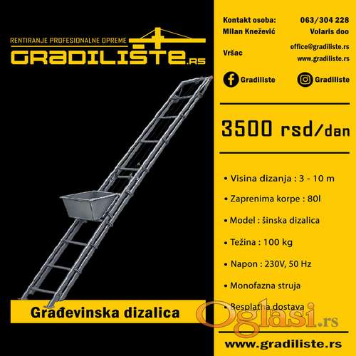 Građevinska šinska dizalica - najam, izdavanje