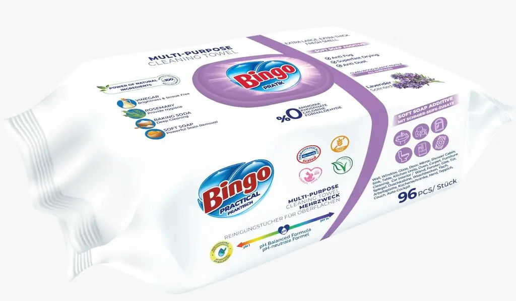 Bingo Vlažne maramice za čišćenje, 96 komada, Lavanda