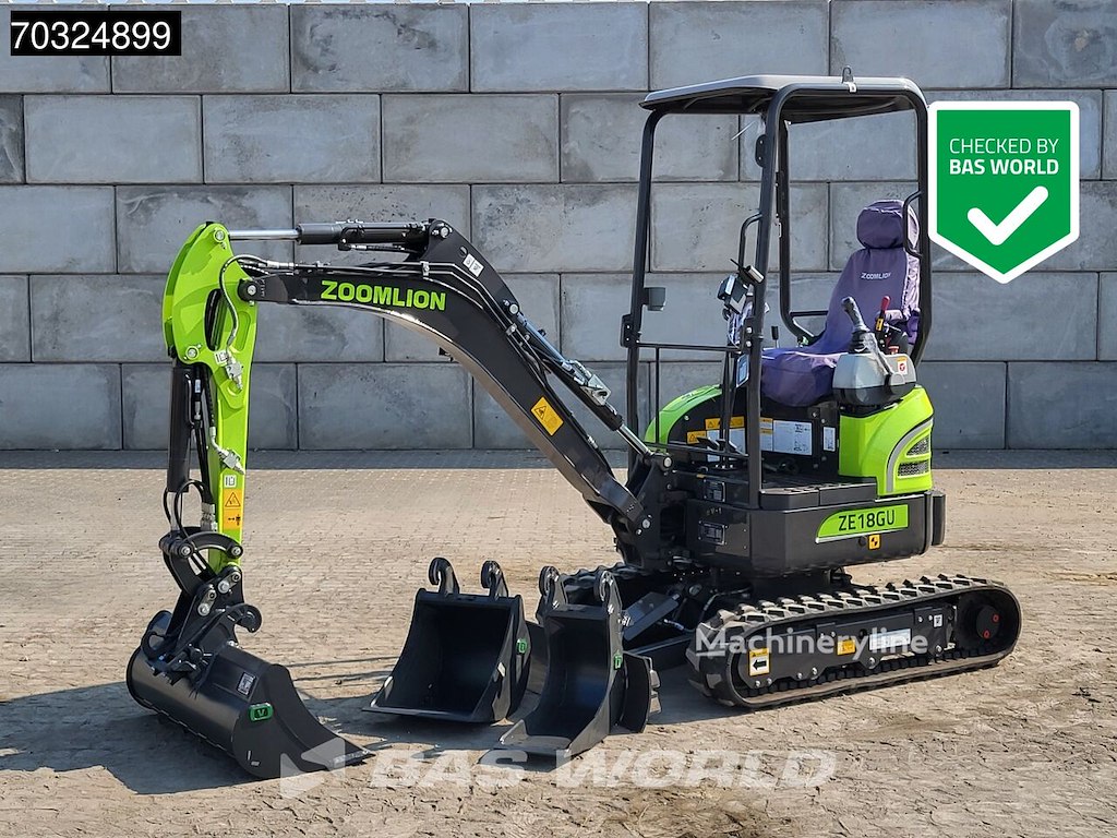 Novi Zoomlion ZE18 GU KUBOTA ENGINE - CW / 3 BUCKETS - CE CERTIFIED mini bager